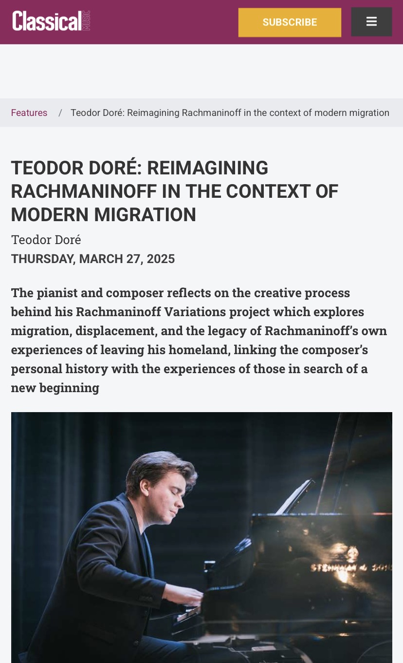 Press mention in Rachmaninov Variations article | Zuza Tehanu